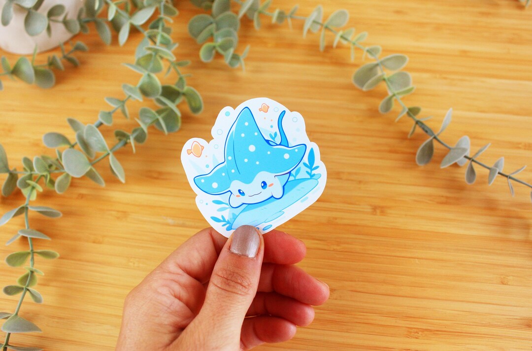 Manta Ray Vinyl Sticker | Gift Sticker, Water Bottle Sticker, Kawaii ...