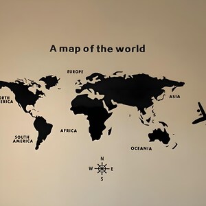 World Map 3D Wall Decor for Interior Design Acrylic Black Color ...