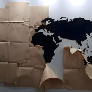 World Map 3D Wall Decor for Interior Design Acrylic Black Color ...