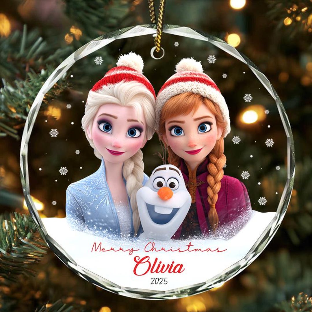 Personalized Frozen Elsa Anna Olaf Ornament, Custom Disney Princess ...