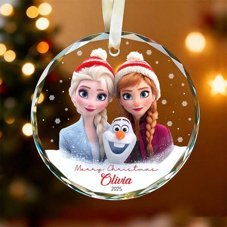Personalized Frozen Elsa Anna Olaf Ornament, Custom Disney Princess ...