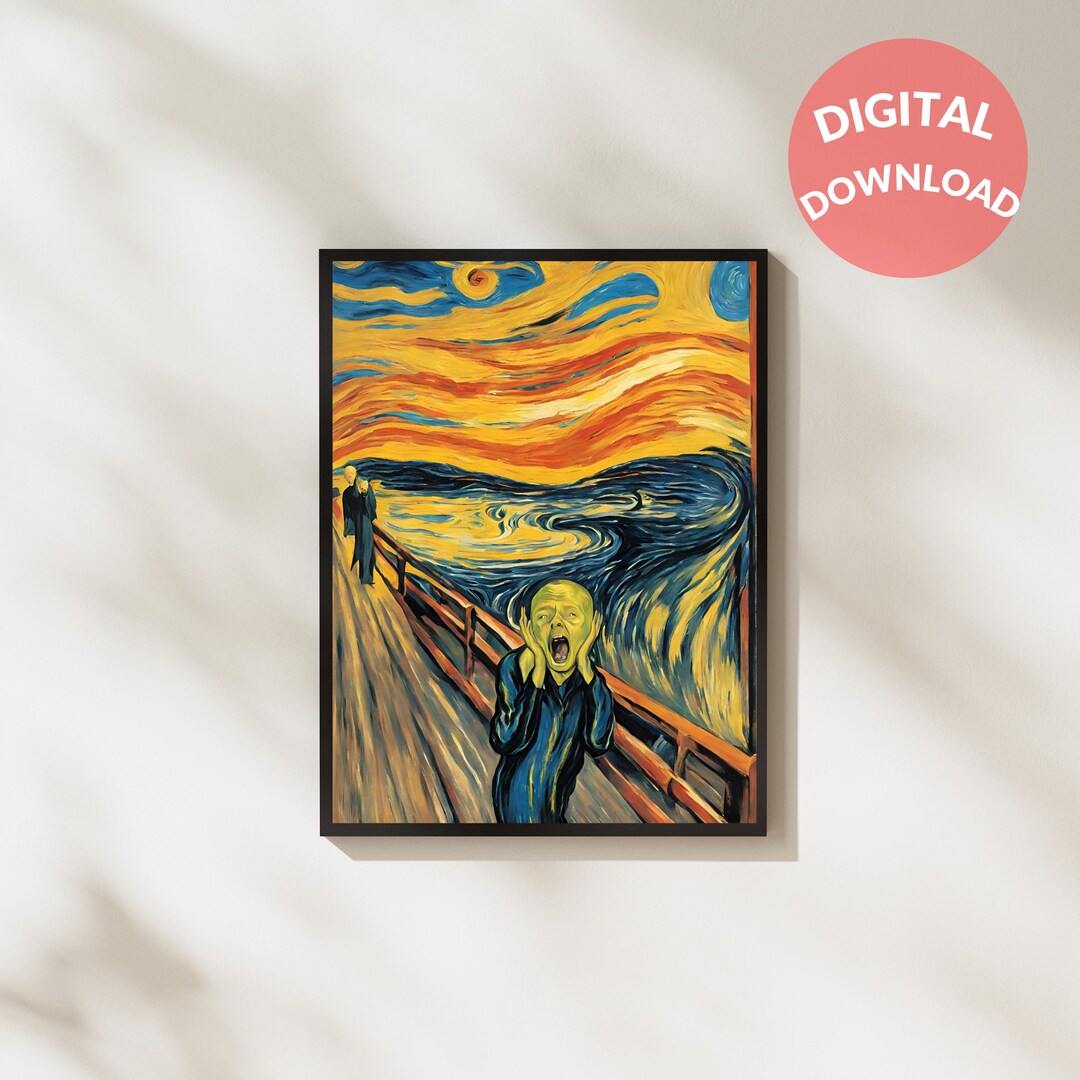 Van Gogh Digital Scream Table, the Scream, Digital Art Print, Digital ...