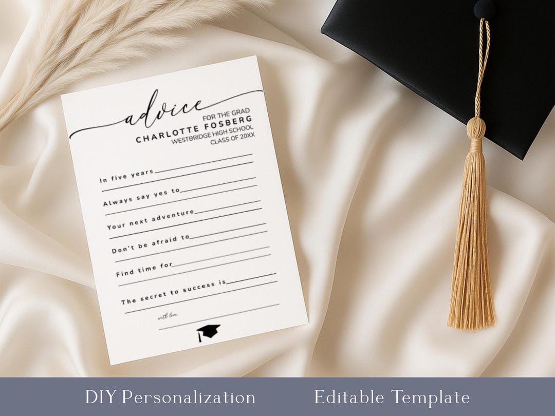 Graduation Advice Card Template for the Grad, Printable Graduation ...