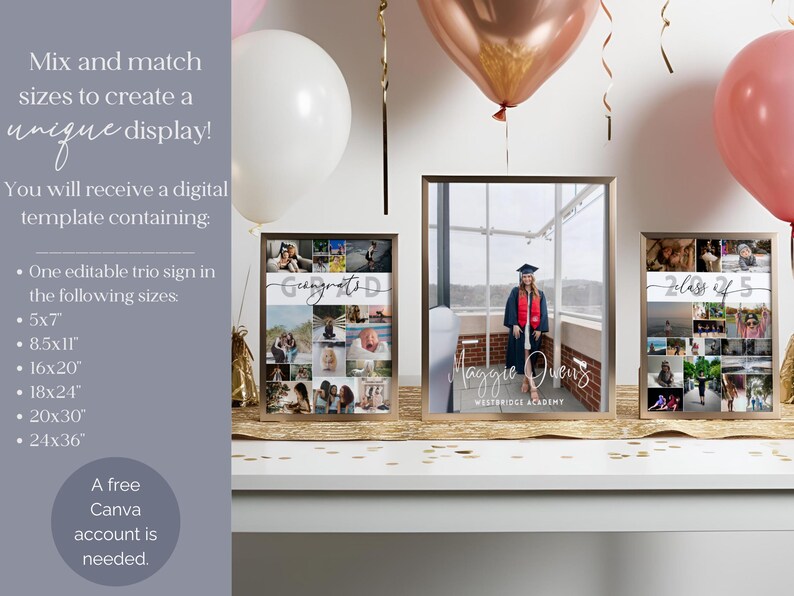 Graduation Welcome Sign Set Canva Template, Senior Photo Collage Poster ...