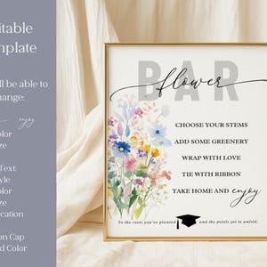 Graduation Flower Bar Sign Template: DIY Bloom Bar Instructions ...