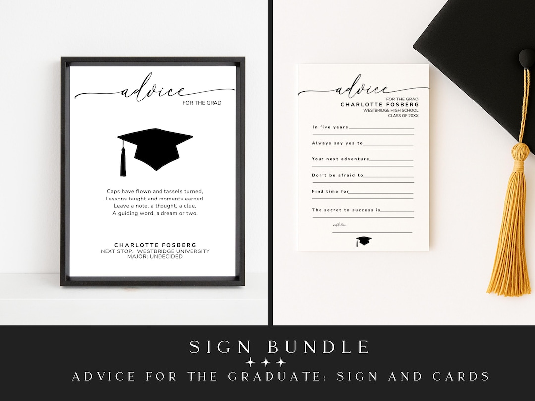Graduation Advice Card & Sign Bundle: Editable Party Decor (digital ...