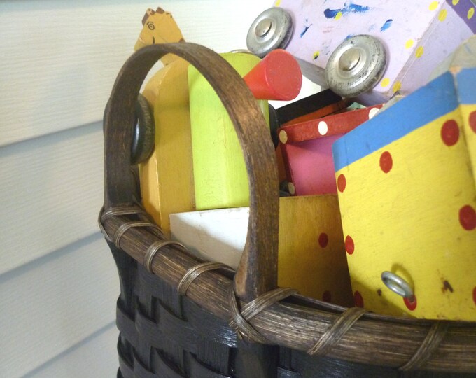 Wooden Bottom Toy Basket - Etsy