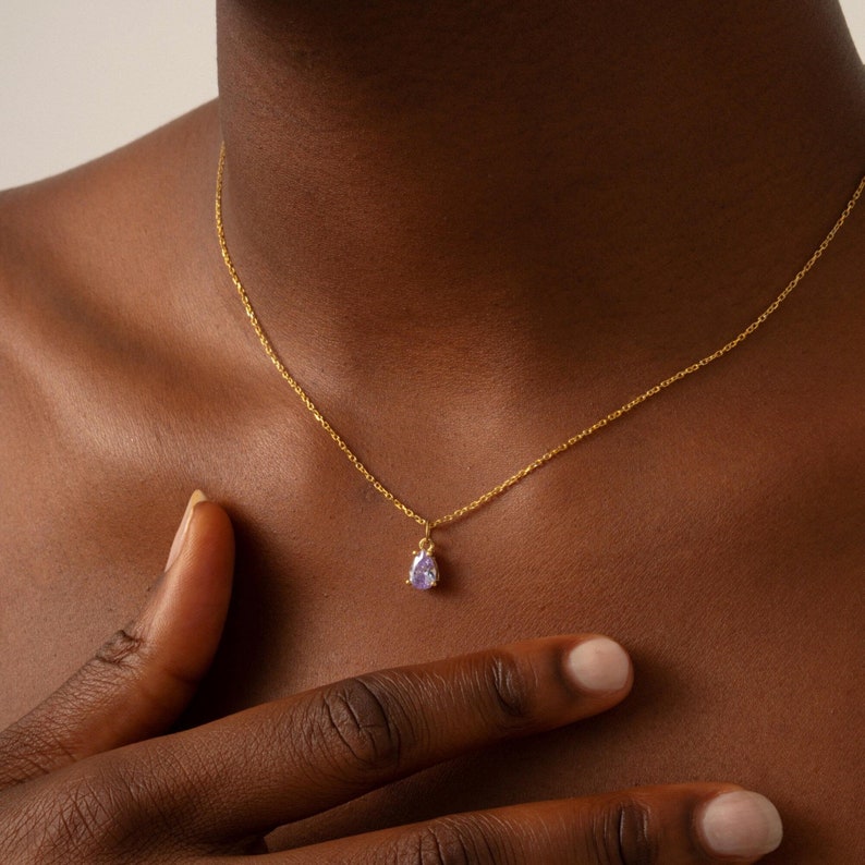 Pink Tourmaline Teardrop Necklace: Sterling Silver Pear Pendant ...