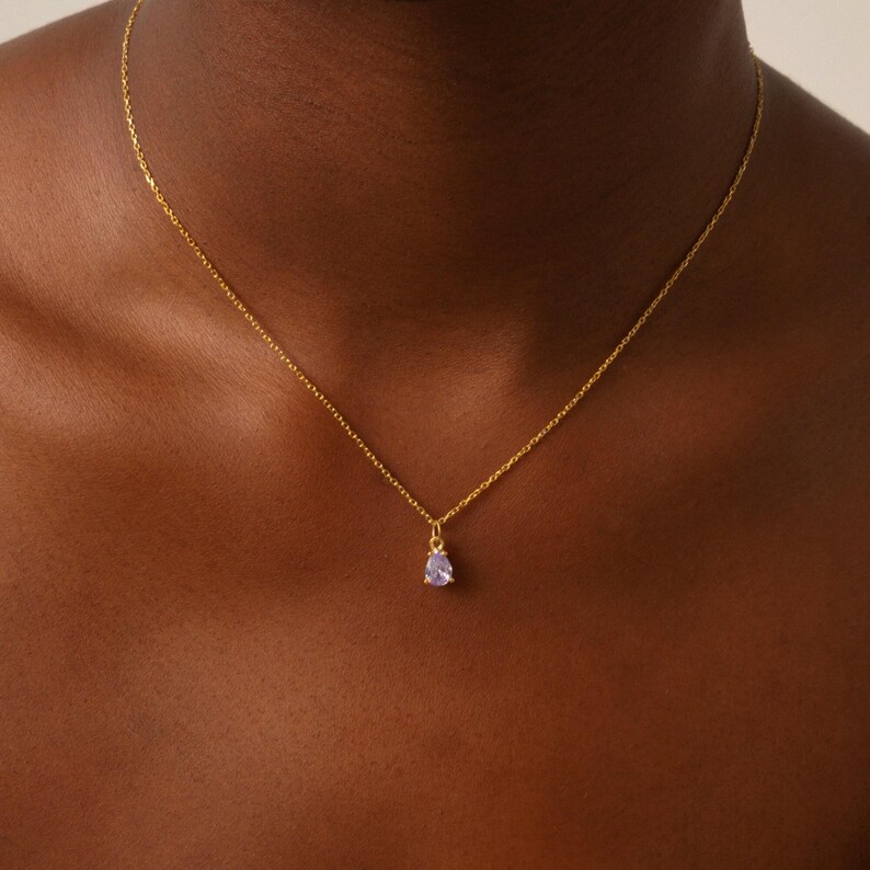 Pink Tourmaline Teardrop Necklace: Sterling Silver Pear Pendant ...