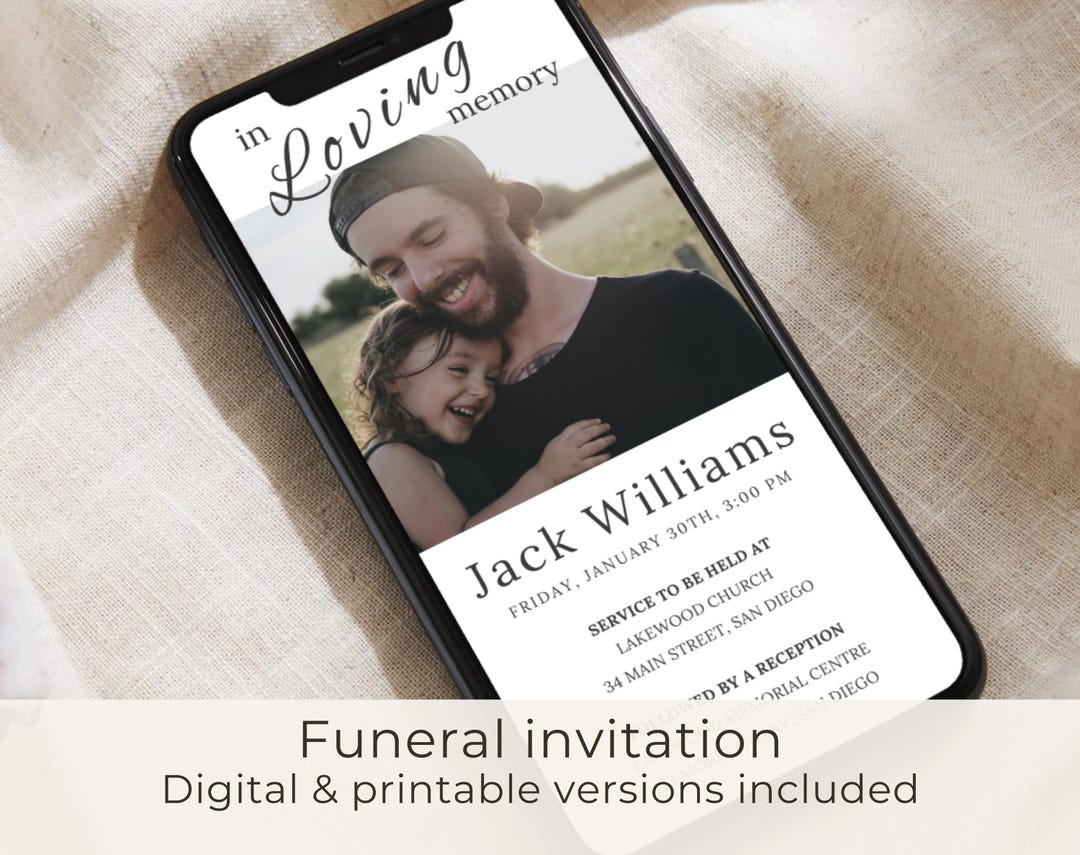 Funeral Invite Template, Funeral Card Template, Memorial Card Template ...