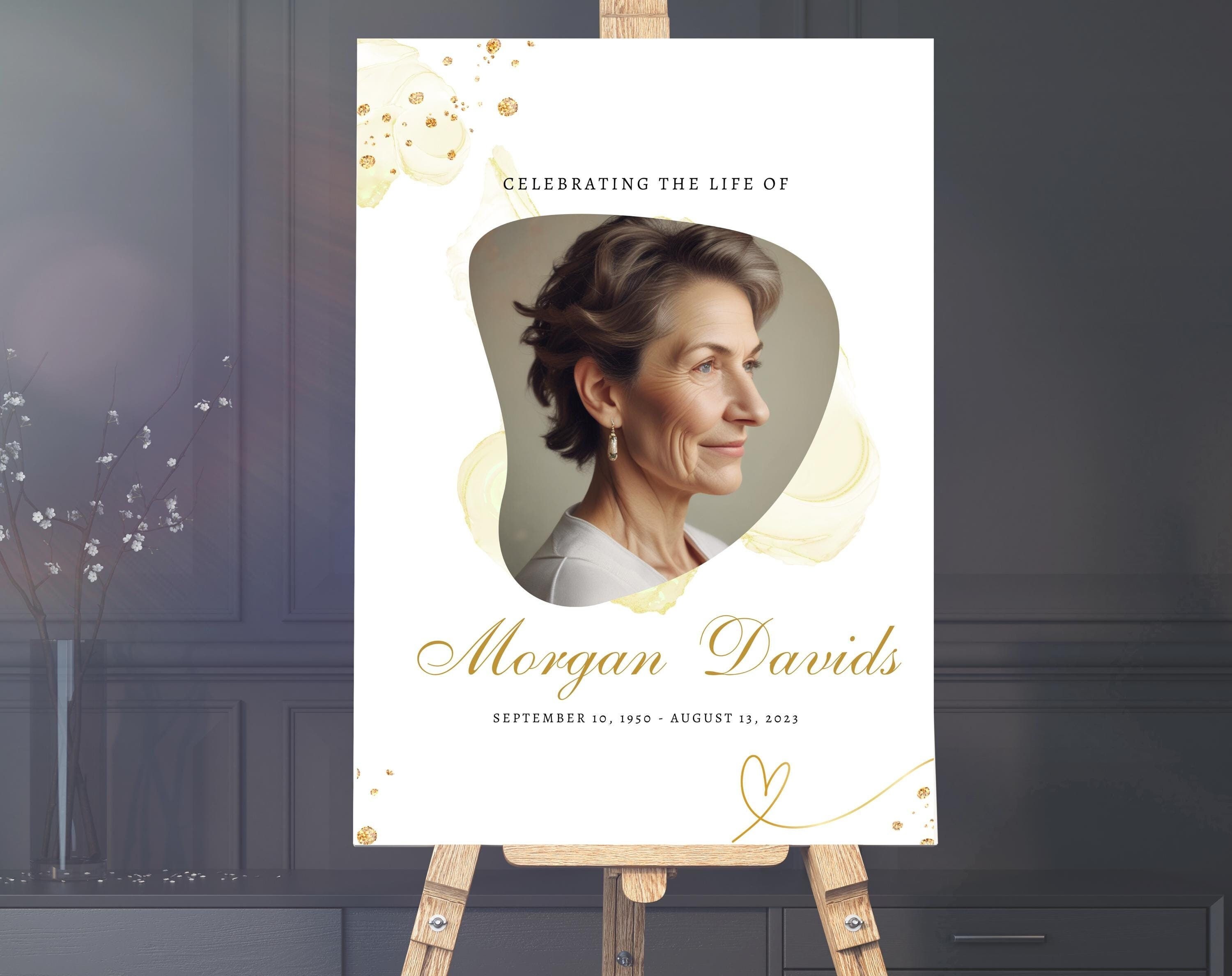 Funeral Memorial Welcome Sign, Memorial Poster Template, Celebration of ...