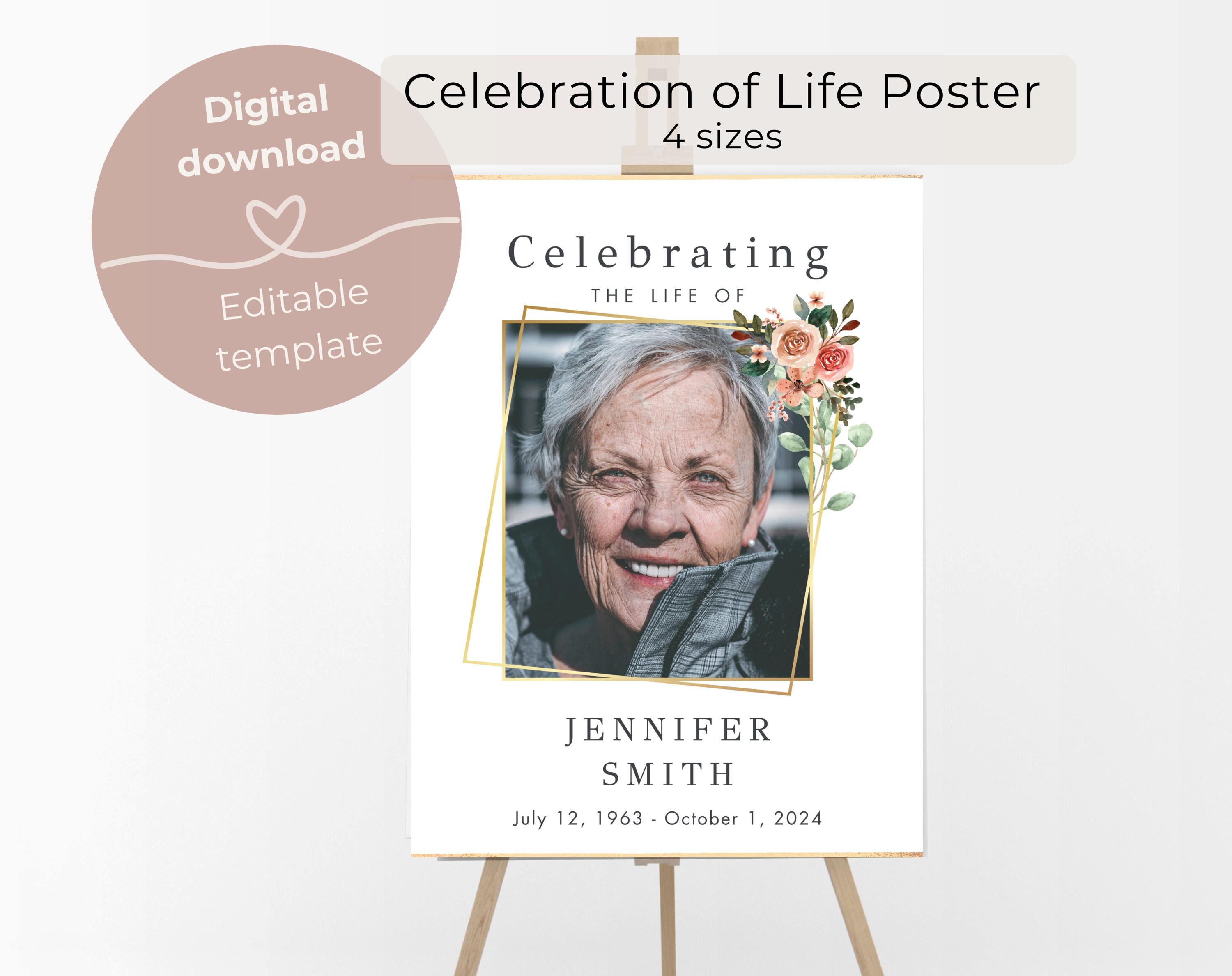 Memorial Poster Template, Funeral Memorial Welcome Sign, Celebration of ...