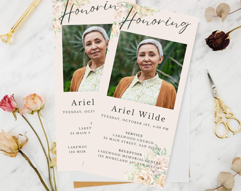 Celebration of Life Invitation Template, Funeral Invitation Card ...