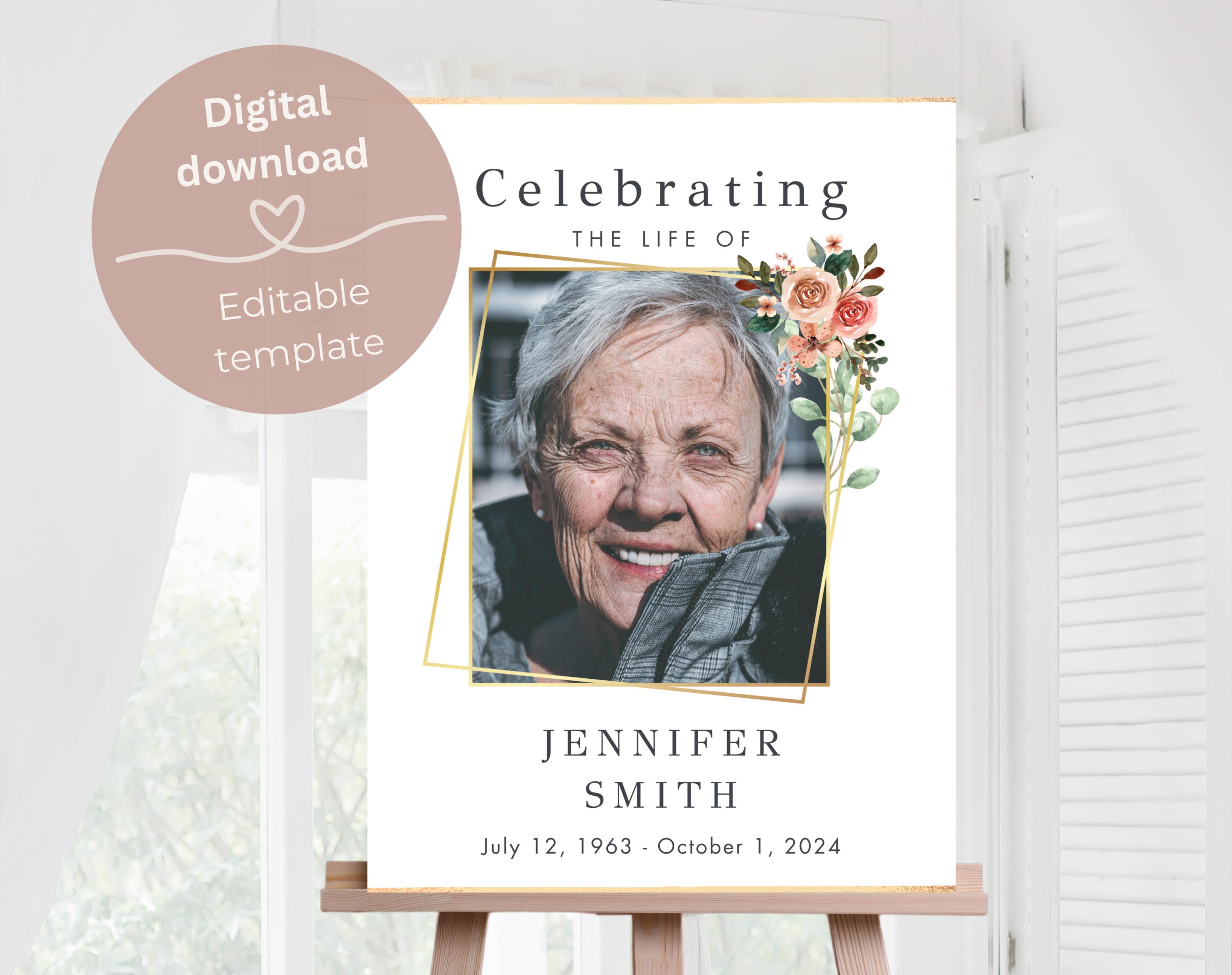 Funeral Poster Template, Celebration of Life Poster Template, Funeral ...