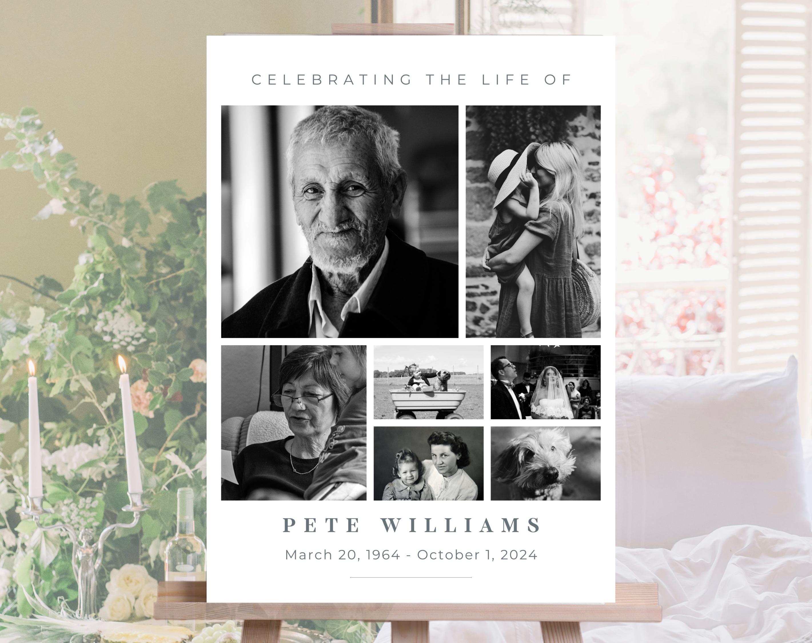 Funeral Collage Template, Funeral Sign, Celebration of Life Poster ...