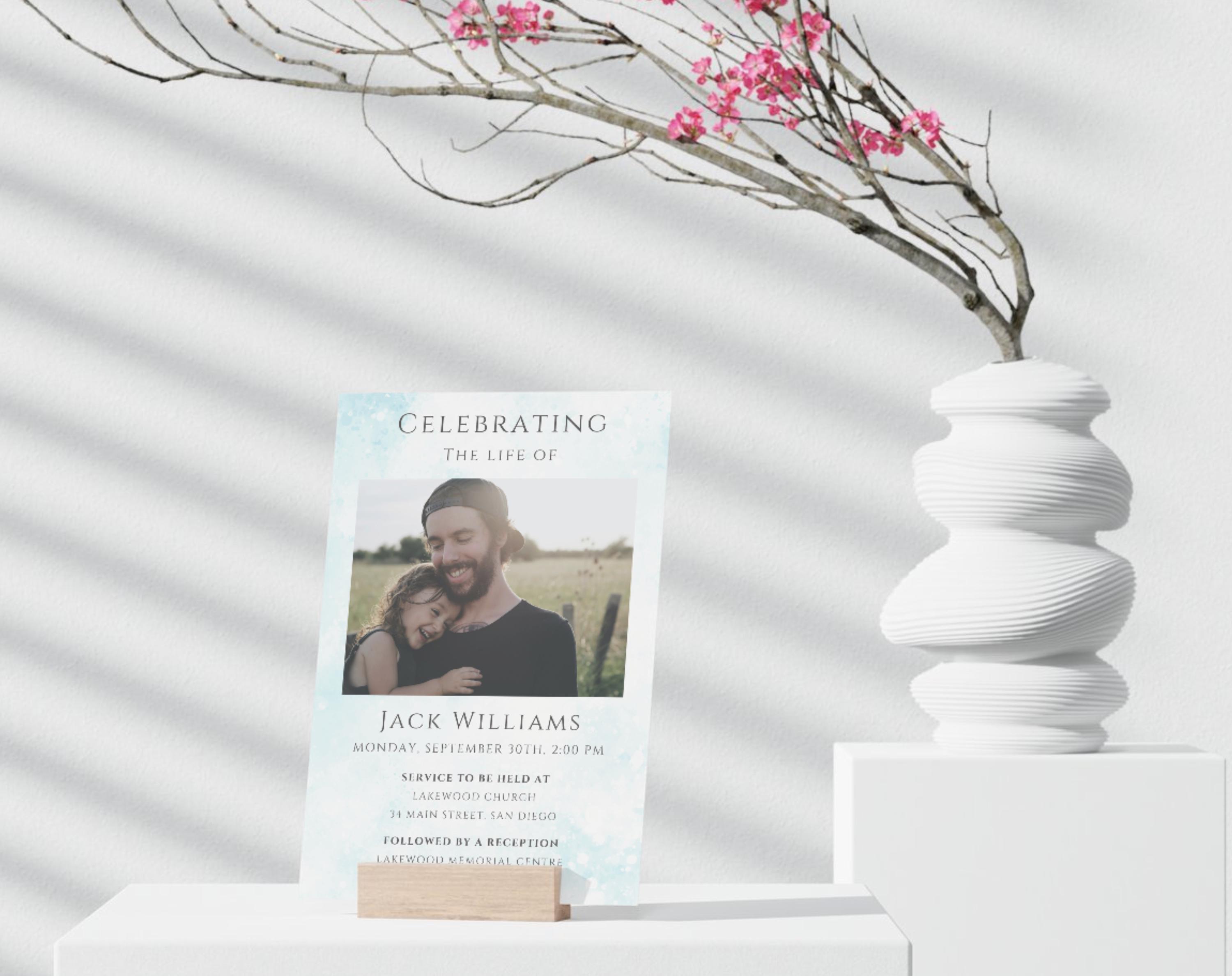 Funeral Invitation, Funeral Card, Funeral Announcement, Memorial Card ...