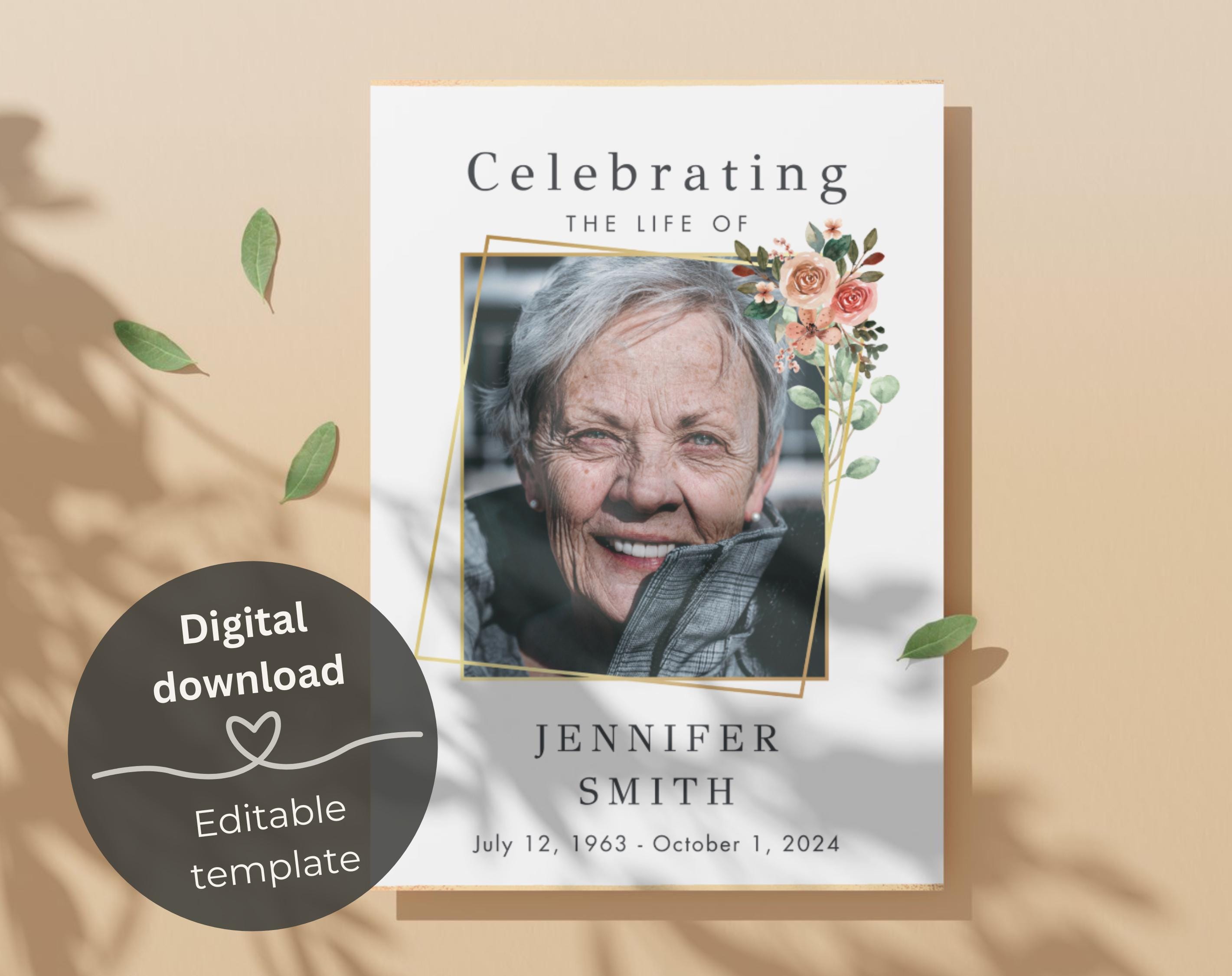 Funeral Poster Template, Celebration of Life Poster Template, Funeral ...
