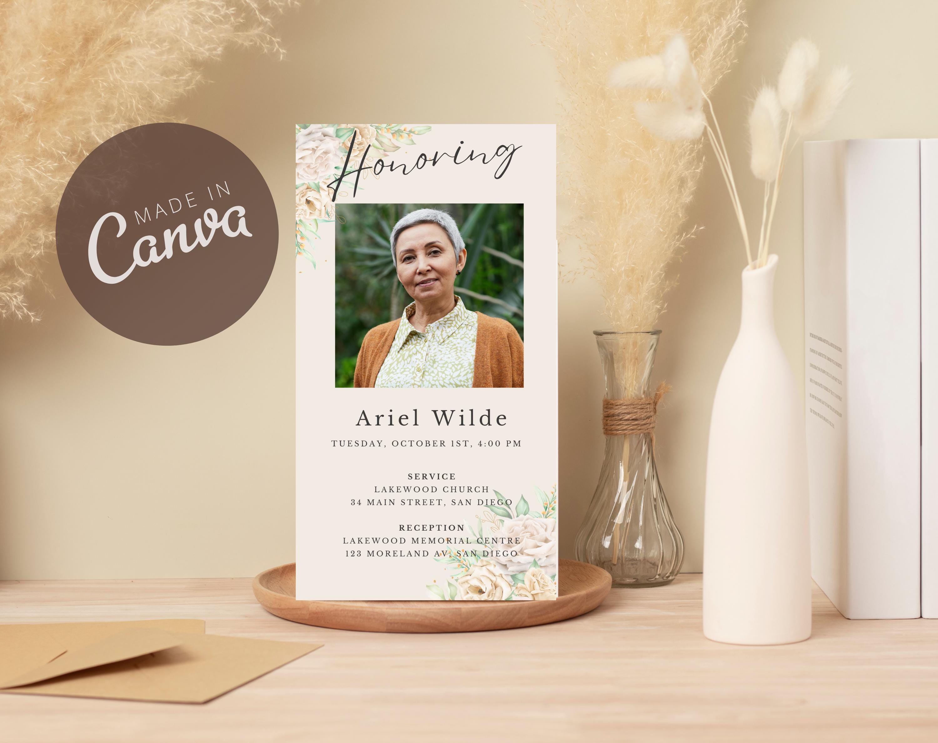 Celebration of Life Invitation Template, Funeral Invitation Card ...