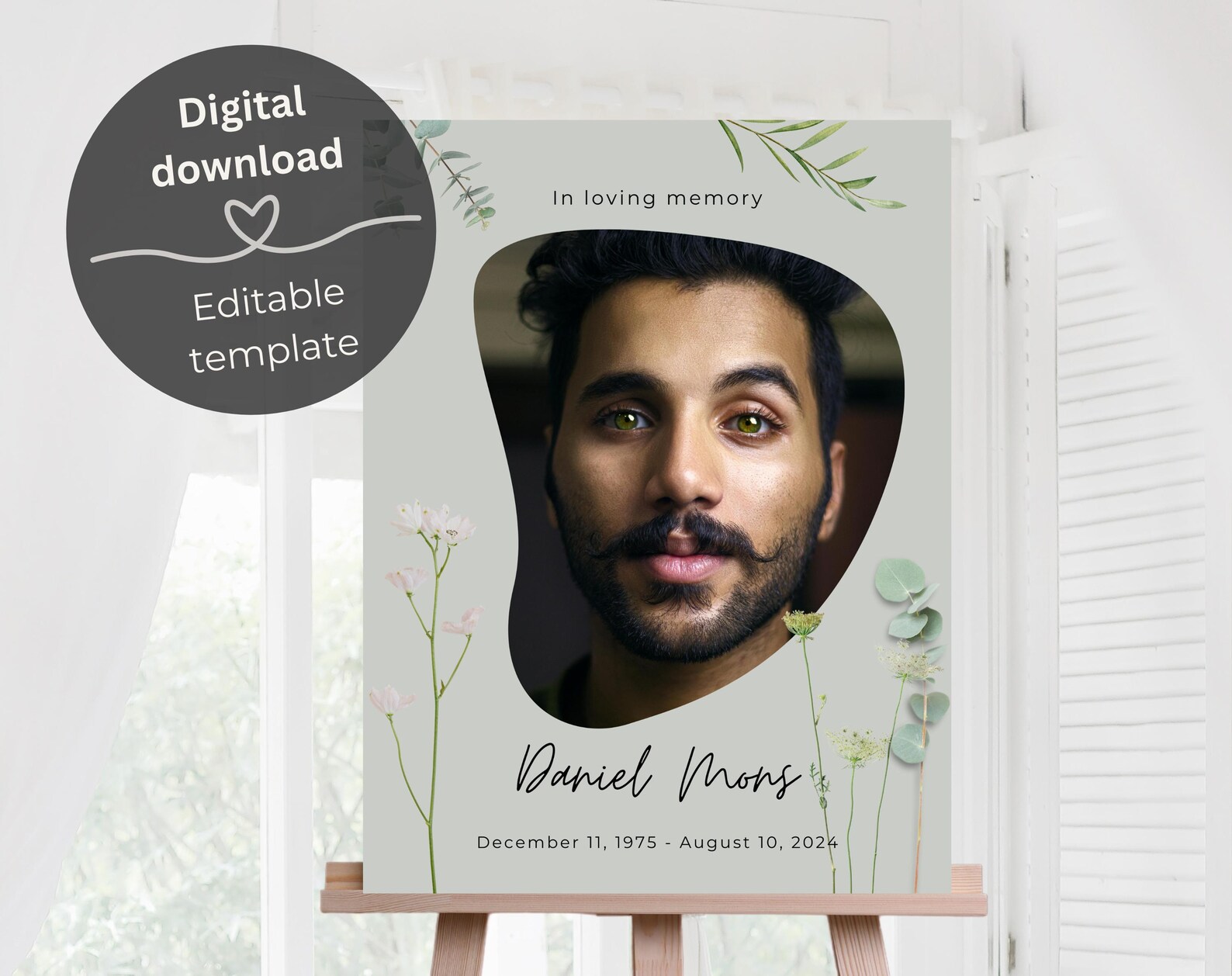 Funeral Poster Template, Funeral Welcome Sign Template, Funeral Photo ...