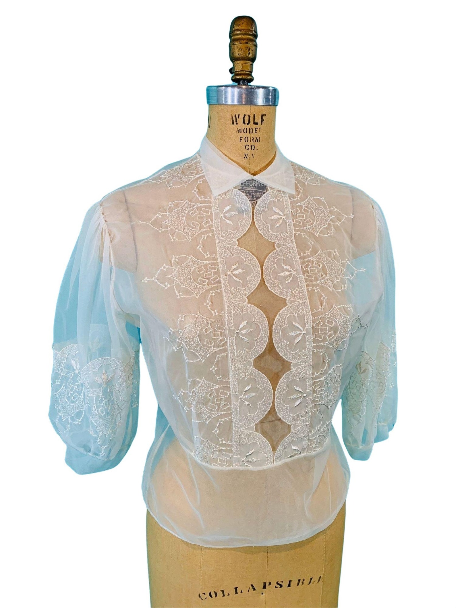 Vintage 1950s Sheer Blouse Puffy Sleeve Button Back Top B - Etsy