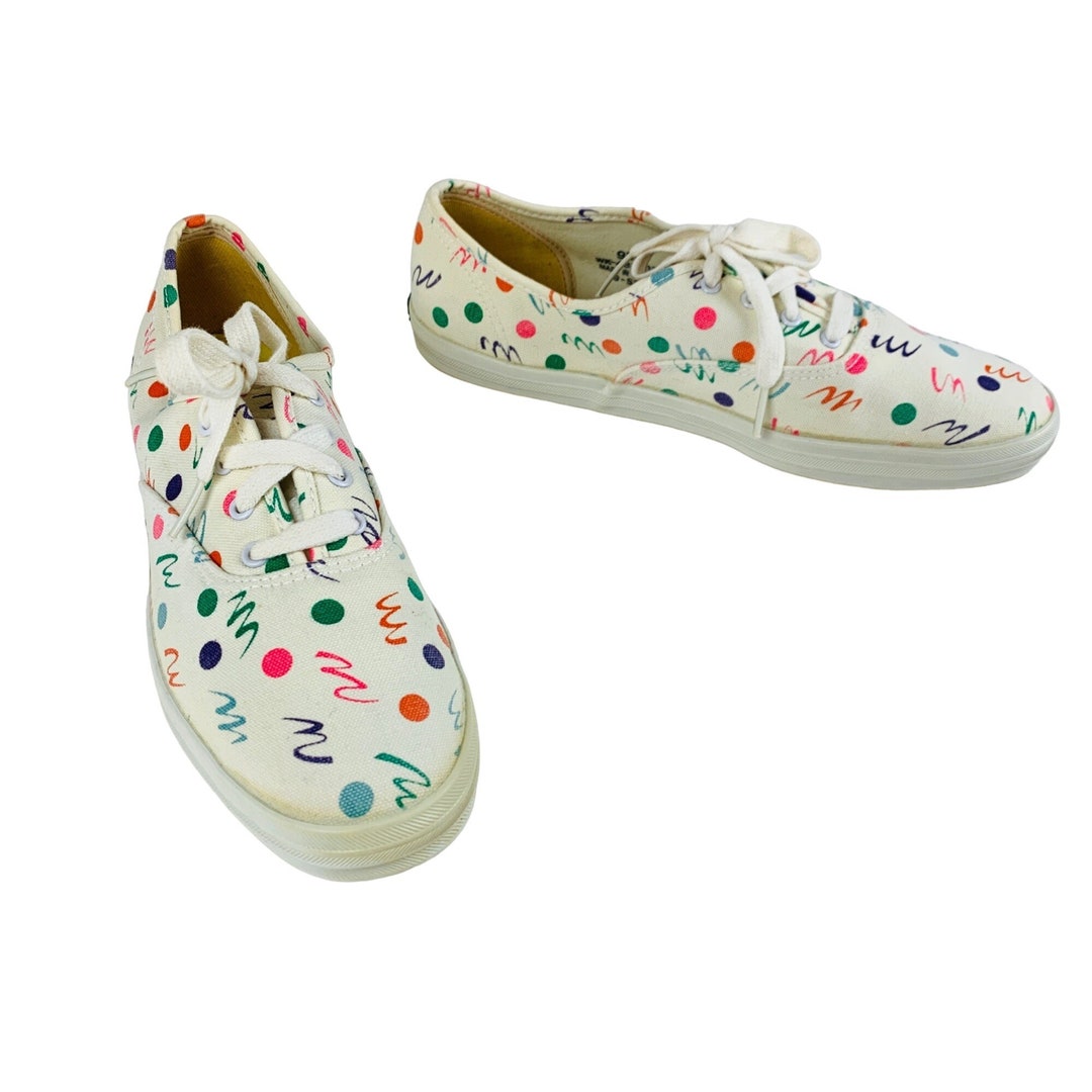 Vintage 90s Keds Sneakers Womens 9 M White Multi Colored Dots Swirls ...