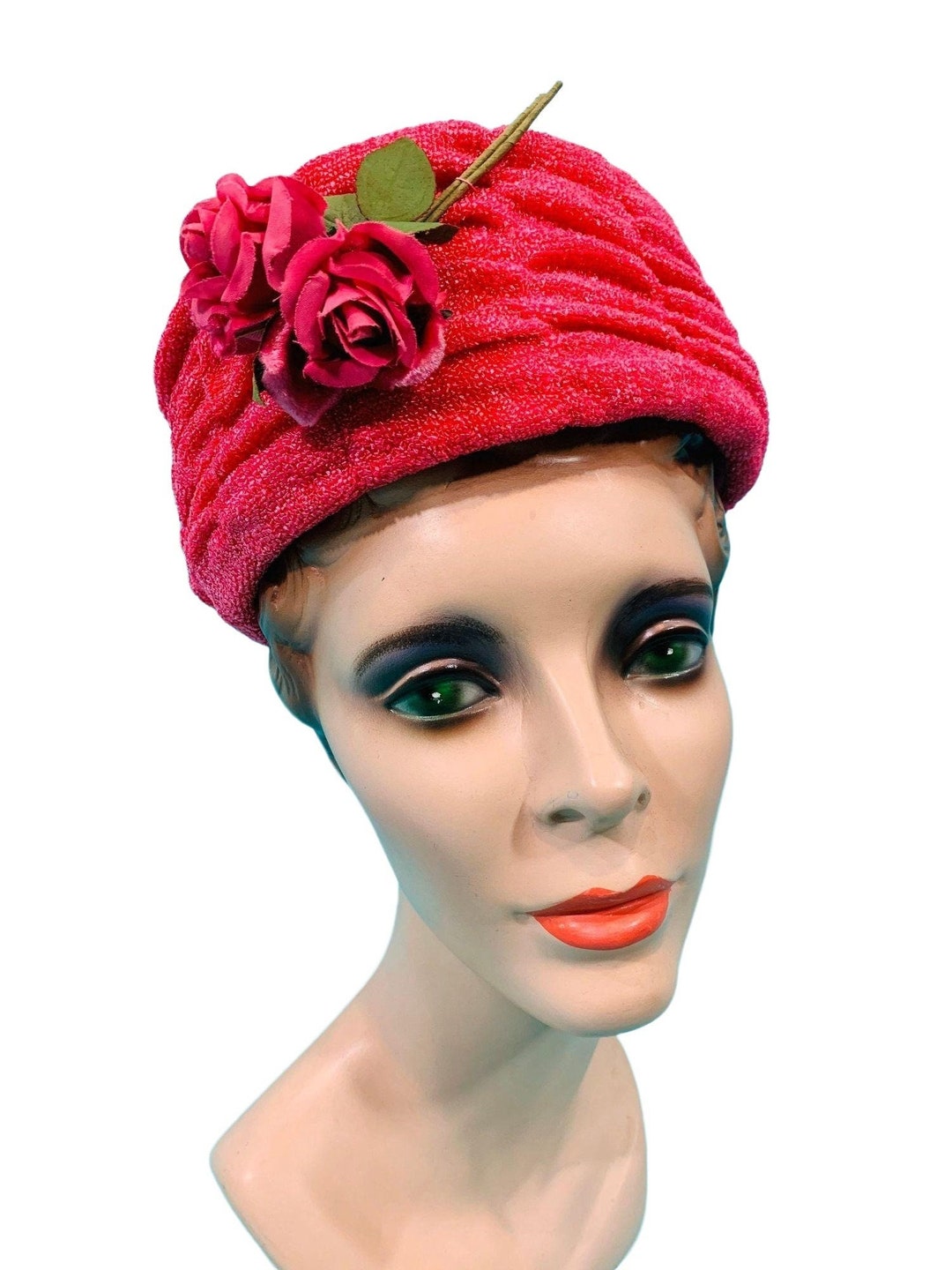 Vintage 1960s Pillbox Hat Hotpink Floral Round Hat - Etsy
