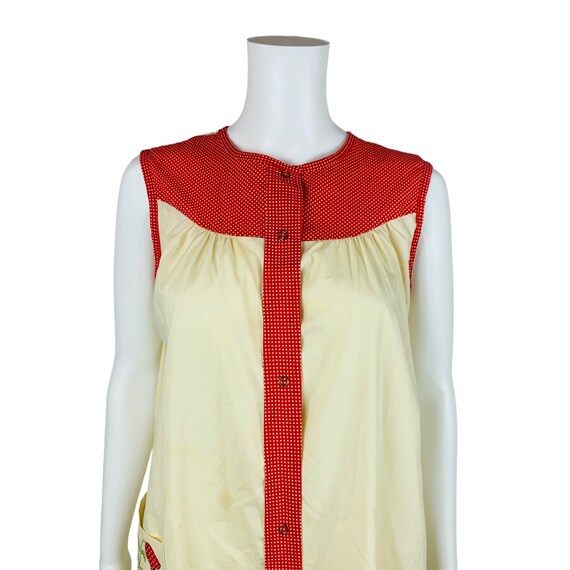 Vintage House Dress Red Polka Dots Floral Pocket - Gem