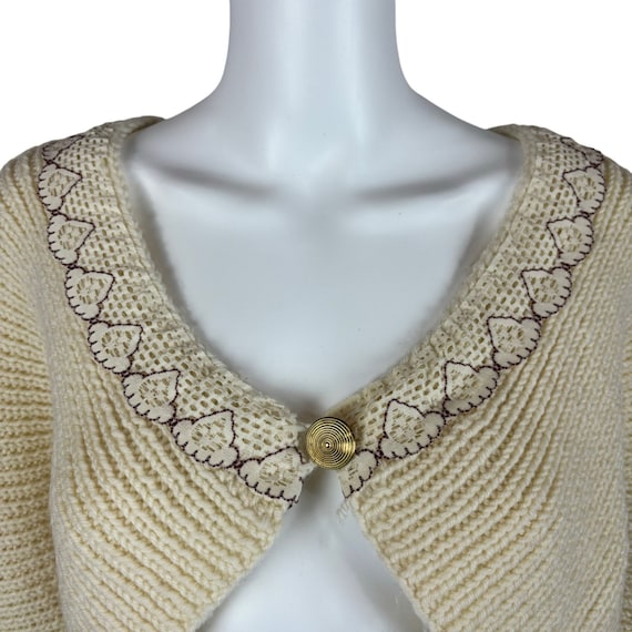 Vintage Crochet Shrug Beige One Button Handmade Sweat… - Gem