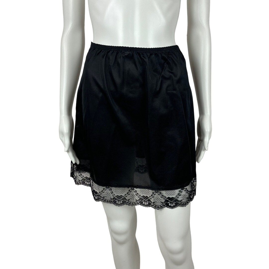 Vintage 80s Slip Skirt Womens Small Black Half Slip Lace Hem Wondermaid Etsy