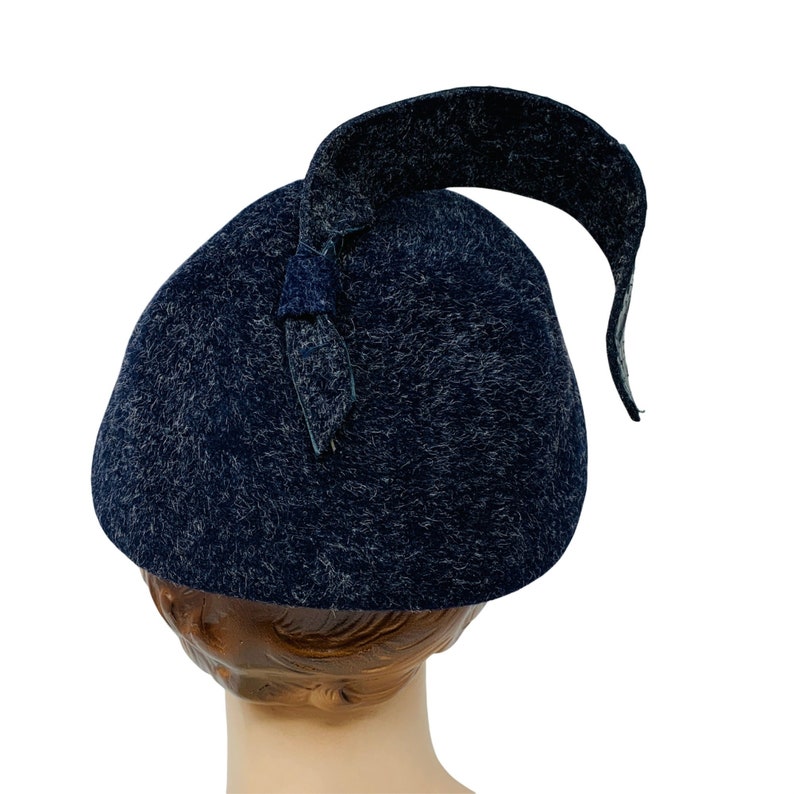 Vintage 1950s Navy Wool Architectural Cap Colby Hat | Etsy