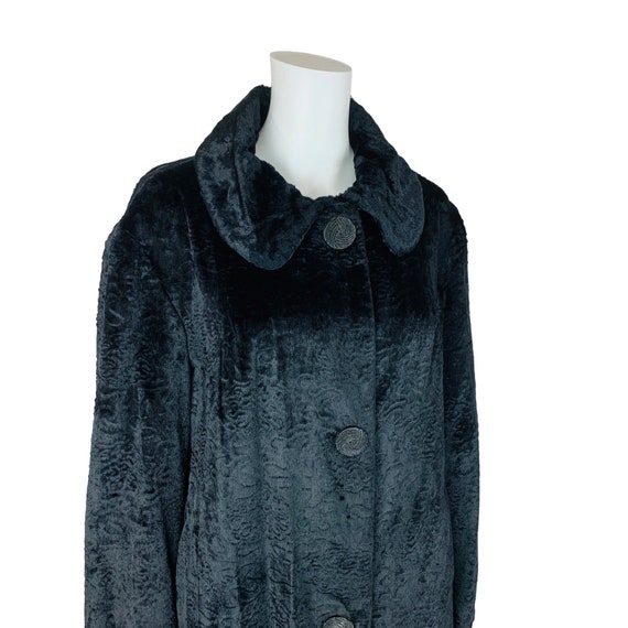 Vintage 1950s Black Velour Coat Textured Evening Over… - Gem