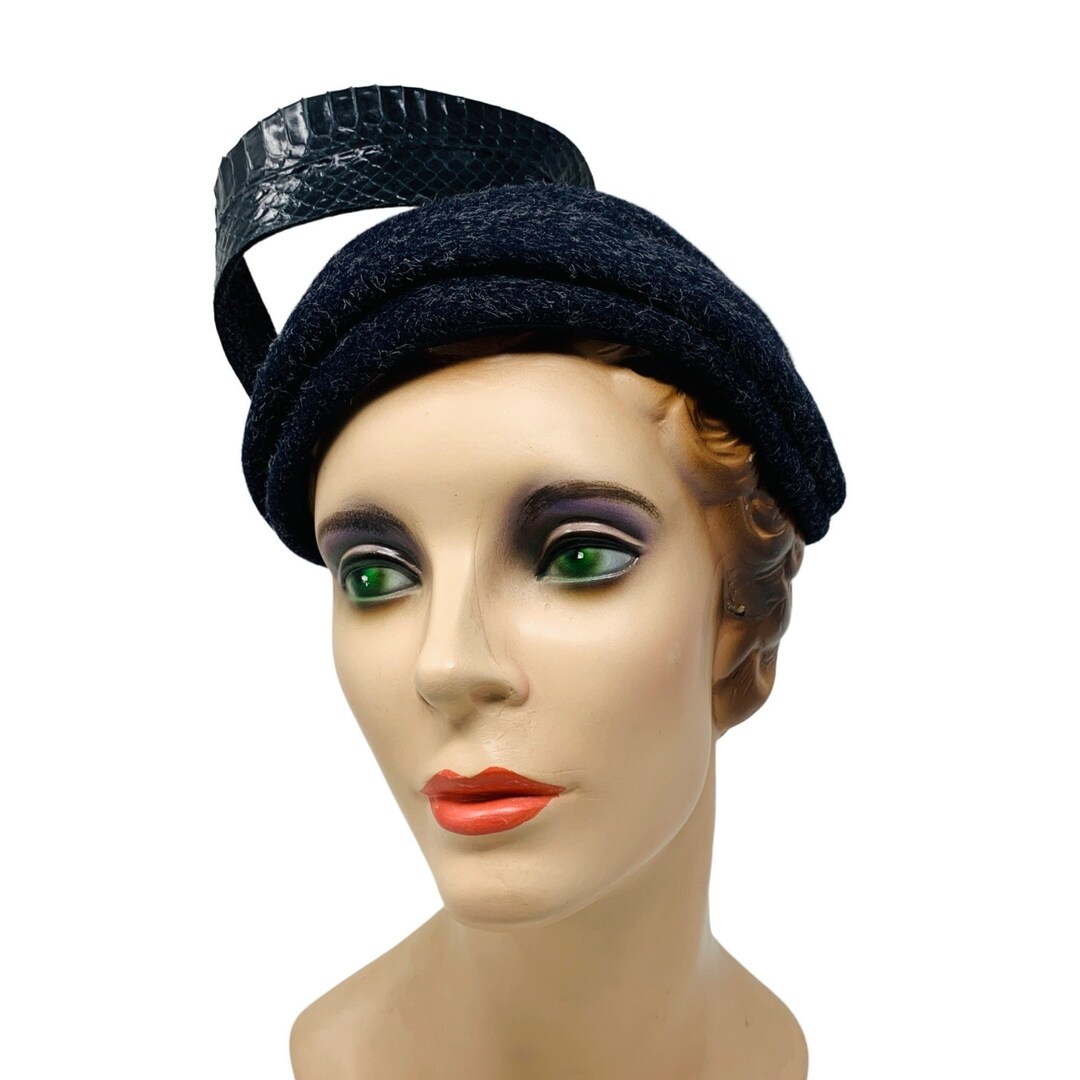 Vintage 1950s Navy Wool Architectural Cap Colby Hat - Etsy