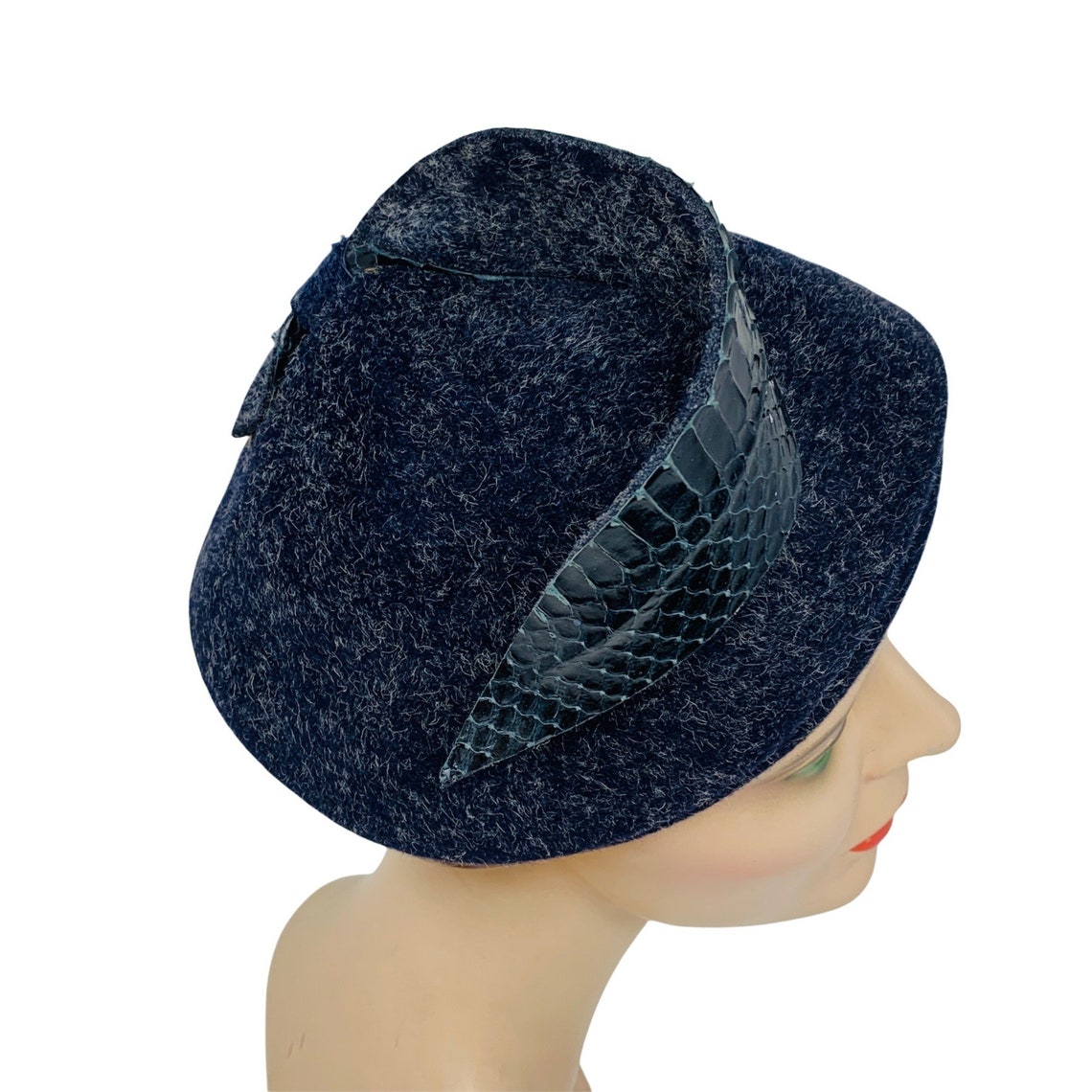 Vintage 1950s Navy Wool Architectural Cap Colby Hat - Etsy
