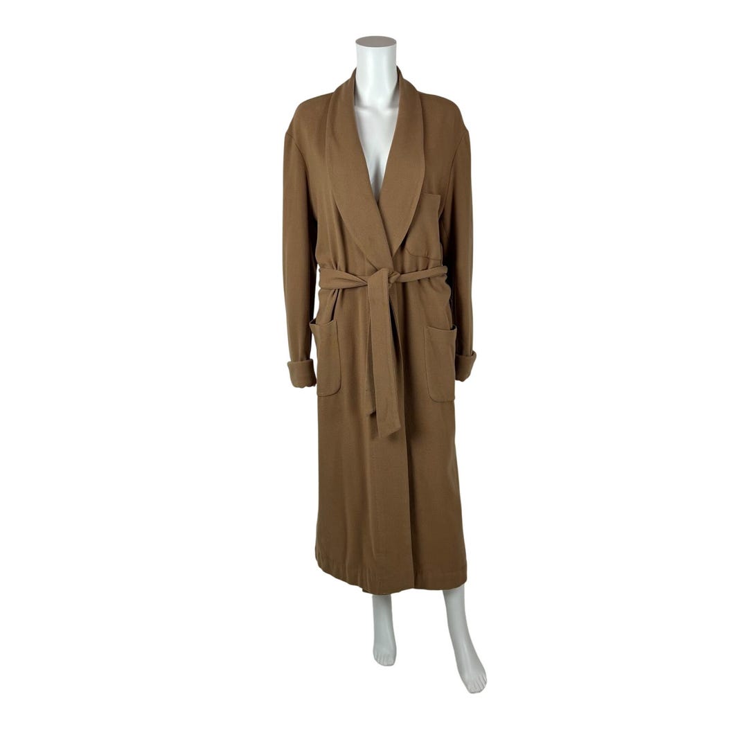 Vintage 40s Wrap Coat Women's Tan Wool Open Belted Overcoat Abercrombie ...