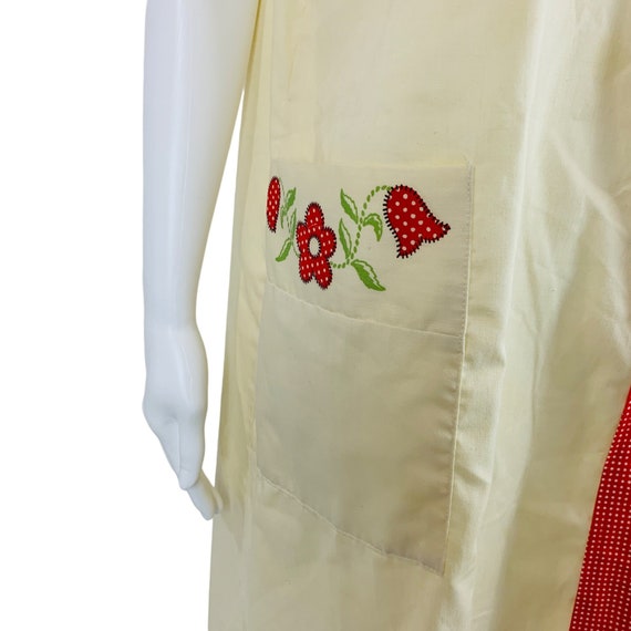 Vintage House Dress Red Polka Dots Floral Pocket - Gem