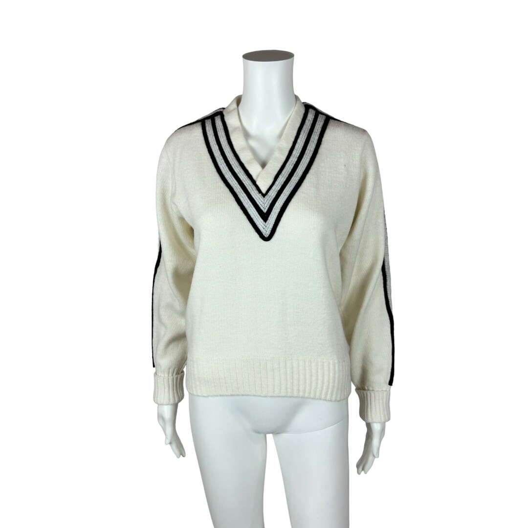 Vintage 60s Cheerleader Sweater V-neck Navy Striped Pullover - Etsy