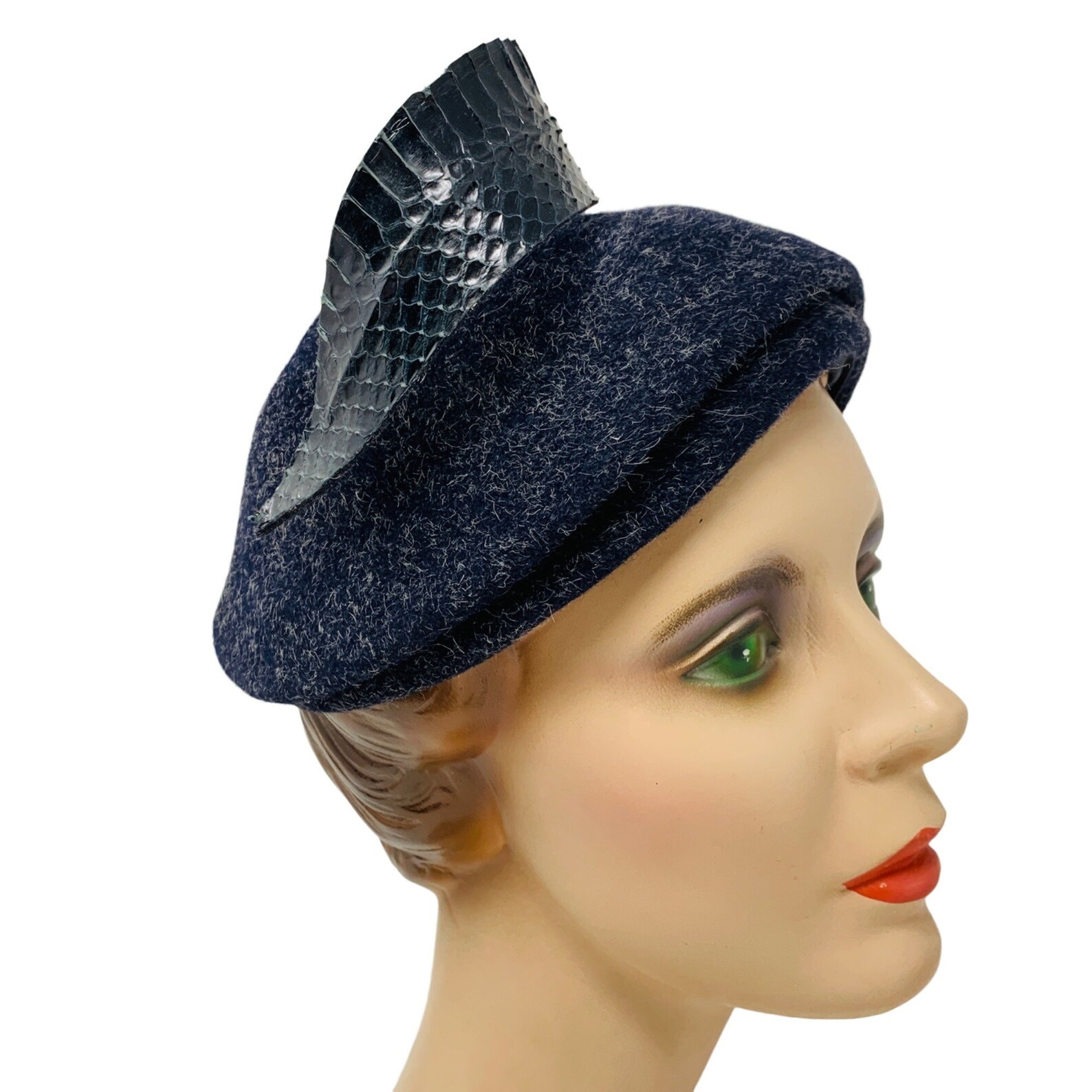 Vintage 1950s Navy Wool Architectural Cap Colby Hat - Etsy