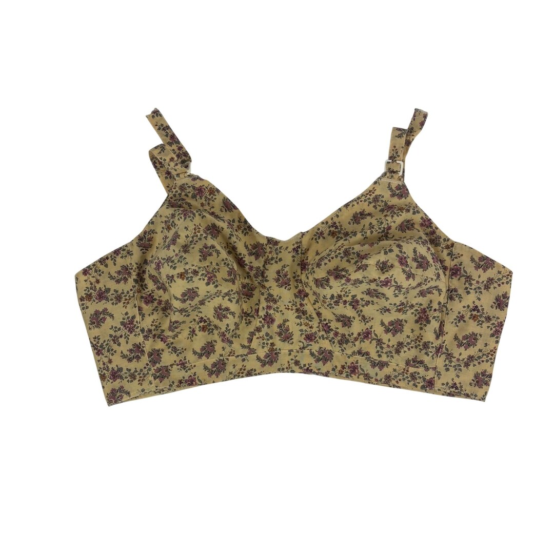 Vintage Crop Top Womens 1X Boho Floral Print Cropped Cone Bra Volup ...
