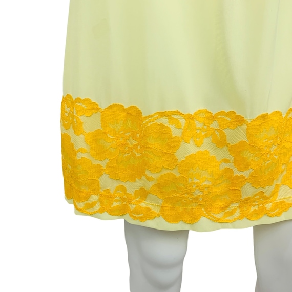 Vintage Yellow Slip Skirt Mini Orange Lace Trim Linge Gem
