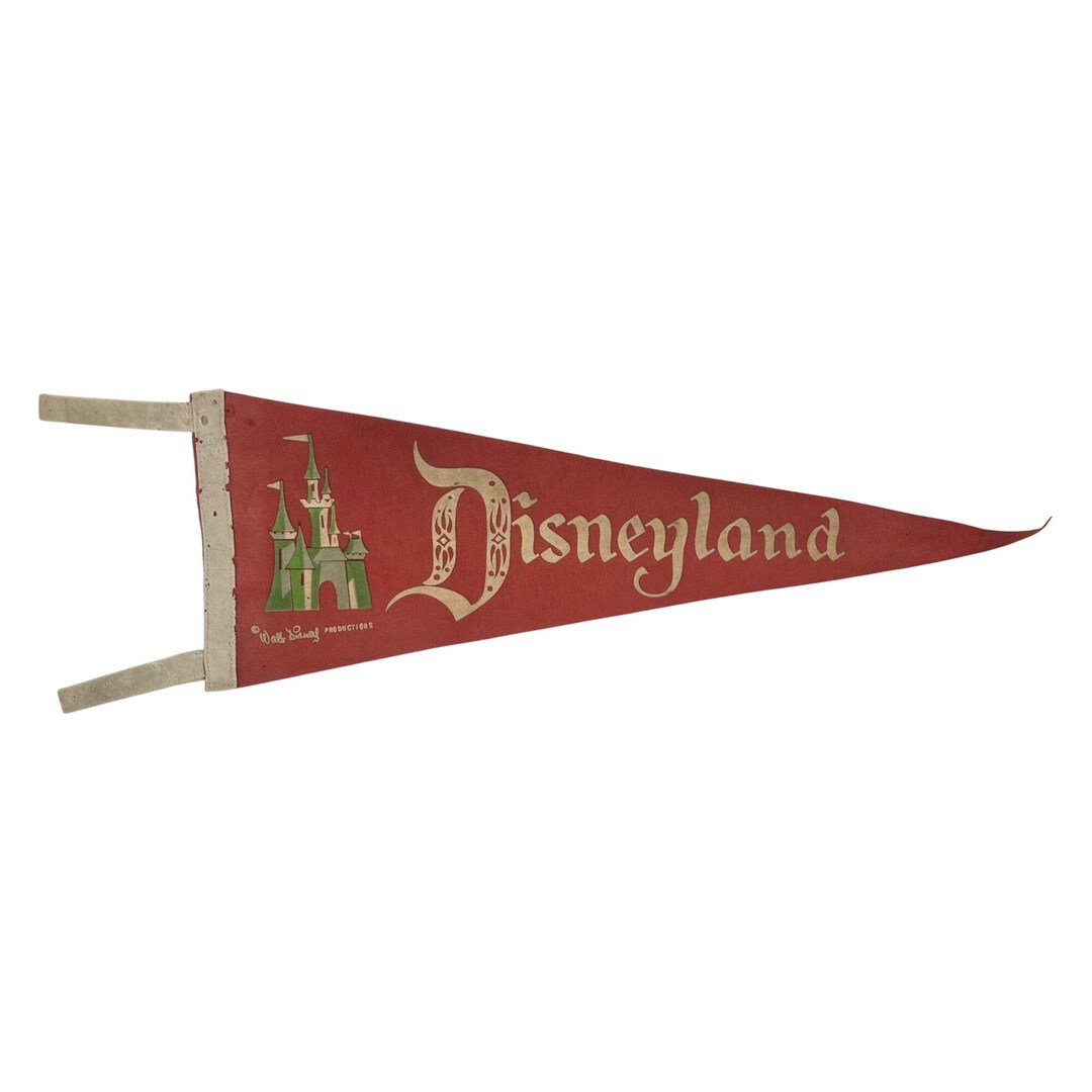 Vintage 60s Disneyland Pennant Pink Green Sleeping Beauty Castle Felt ...