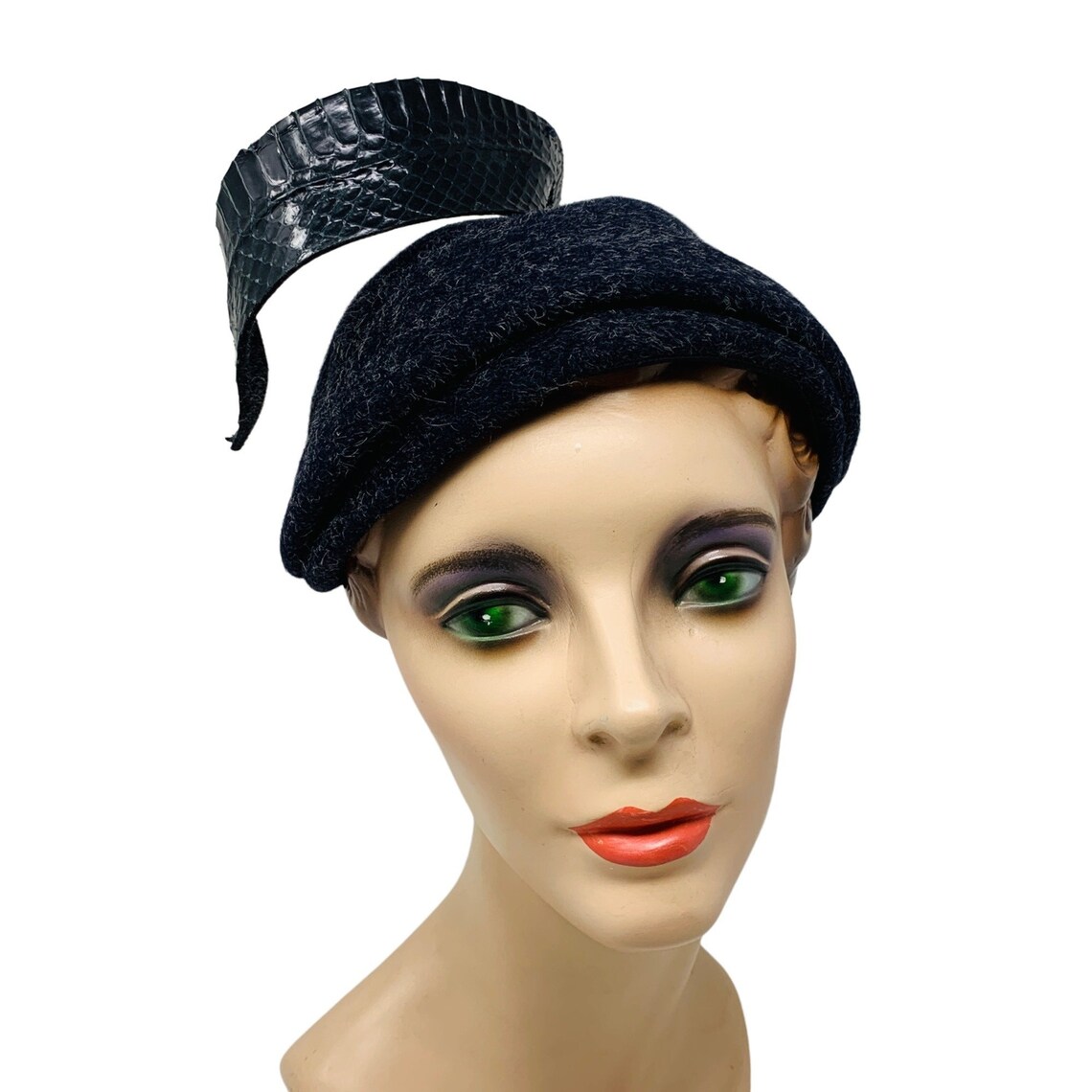 Vintage 1950s Navy Wool Architectural Cap Colby Hat - Etsy