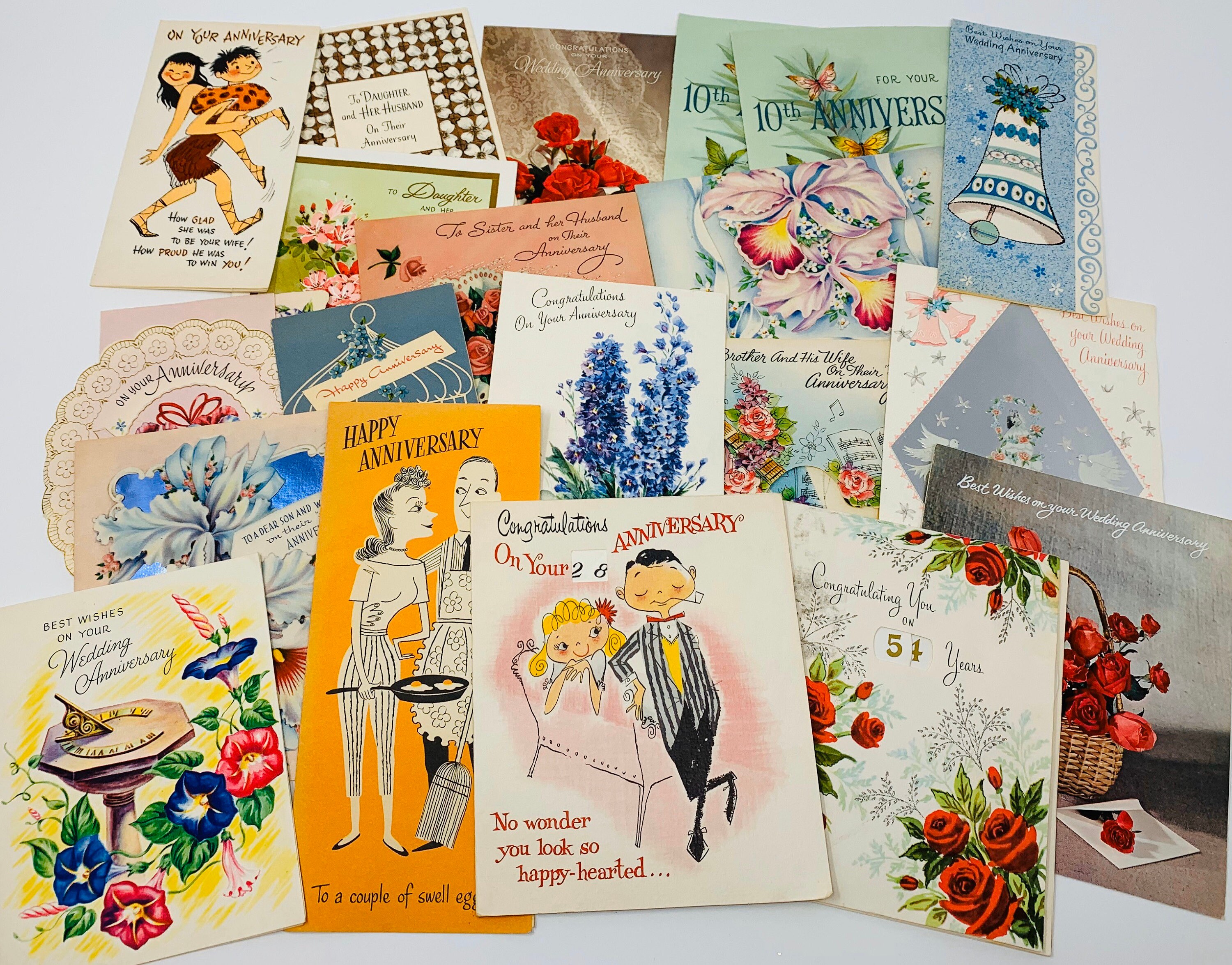 Vintage Anniversary Cards Assorted Greeting Cards Used | Etsy