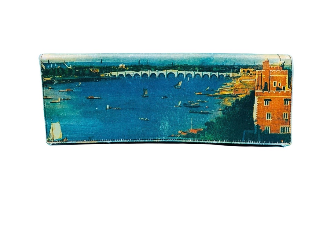Vintage 1950s Scenic Clutch Novelty Bridge Photo Print Triangle Purse ...
