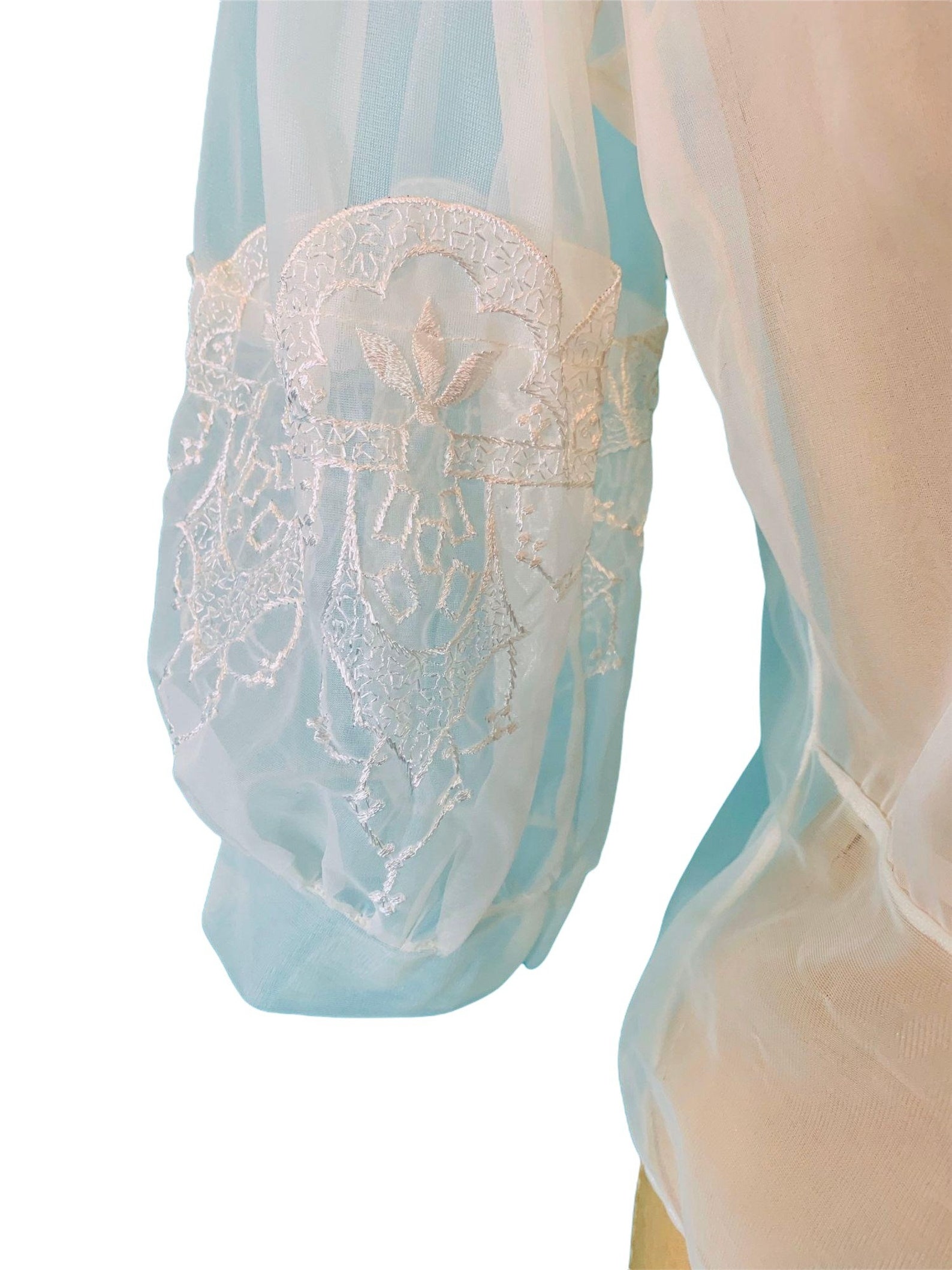 Vintage 1950s Sheer Blouse Puffy Sleeve Button Back Top B - Etsy