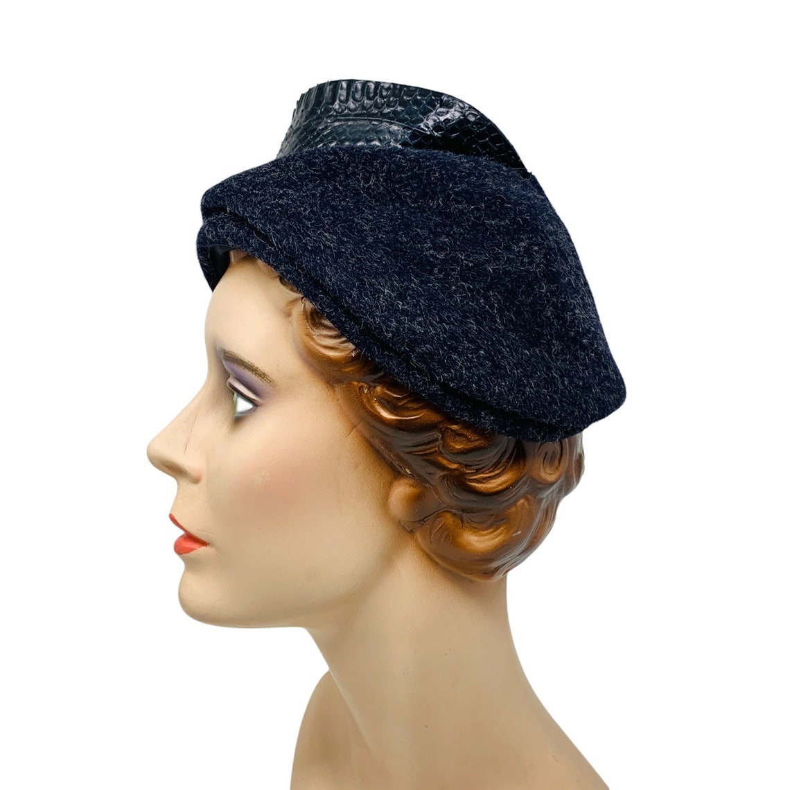 Vintage 1950s Navy Wool Architectural Cap Colby Hat - Etsy
