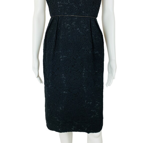 Vintage 1950s Black Lace Wiggle Dress Boat Neckline A… Gem