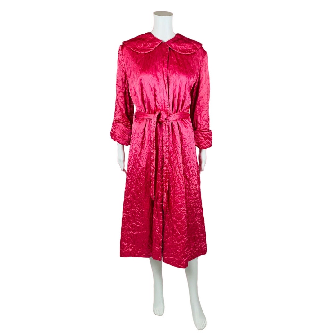 Vintage Quilted Robe Hot Pink AS IS Round Collar Bathrobe Costume - Etsy