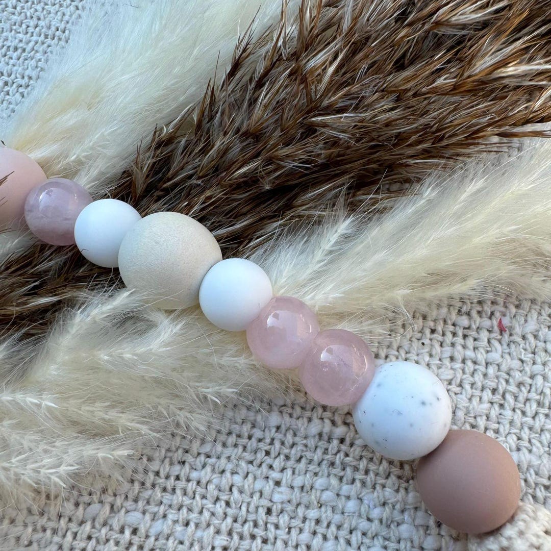 Handmade Pacifier Cord With Rose Quartz Gemstones - Etsy