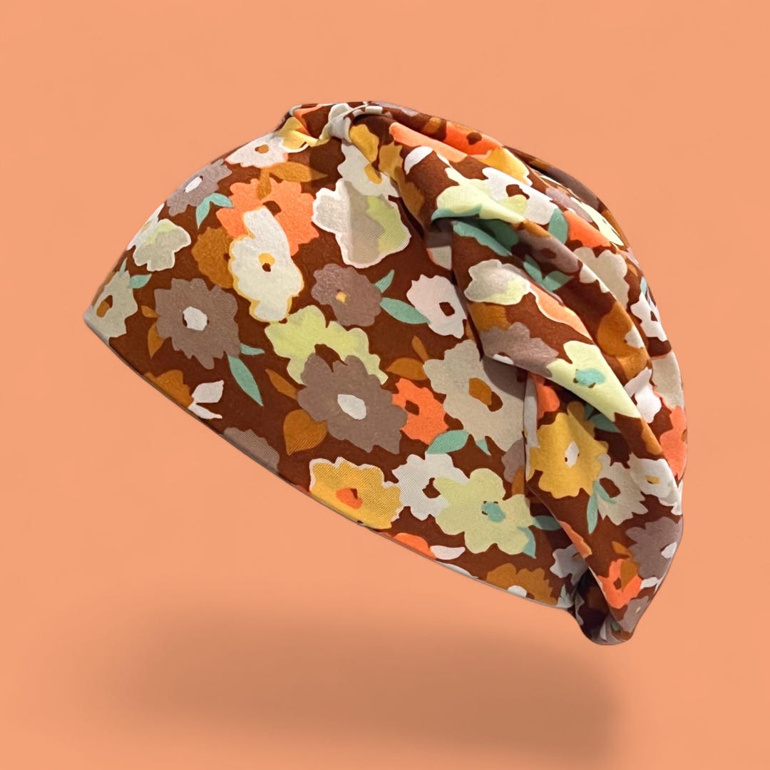 Rustic Flora - COZY Bouffant Pleated Soft Stretch Scrub Medical Cap and ...