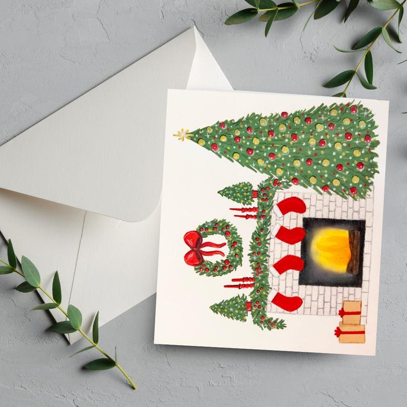 Christmas Fireplace | Christmas Card - Etsy